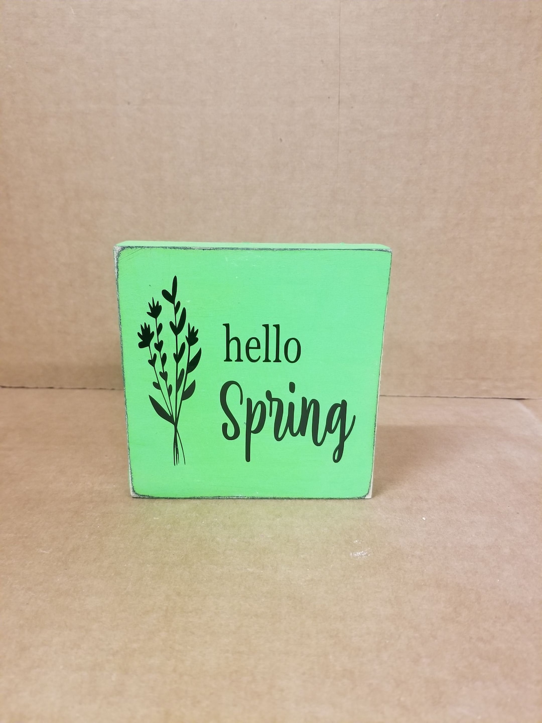 Hello Spring Wood Sign Green Spring Sign Line Art Flower Spring ...