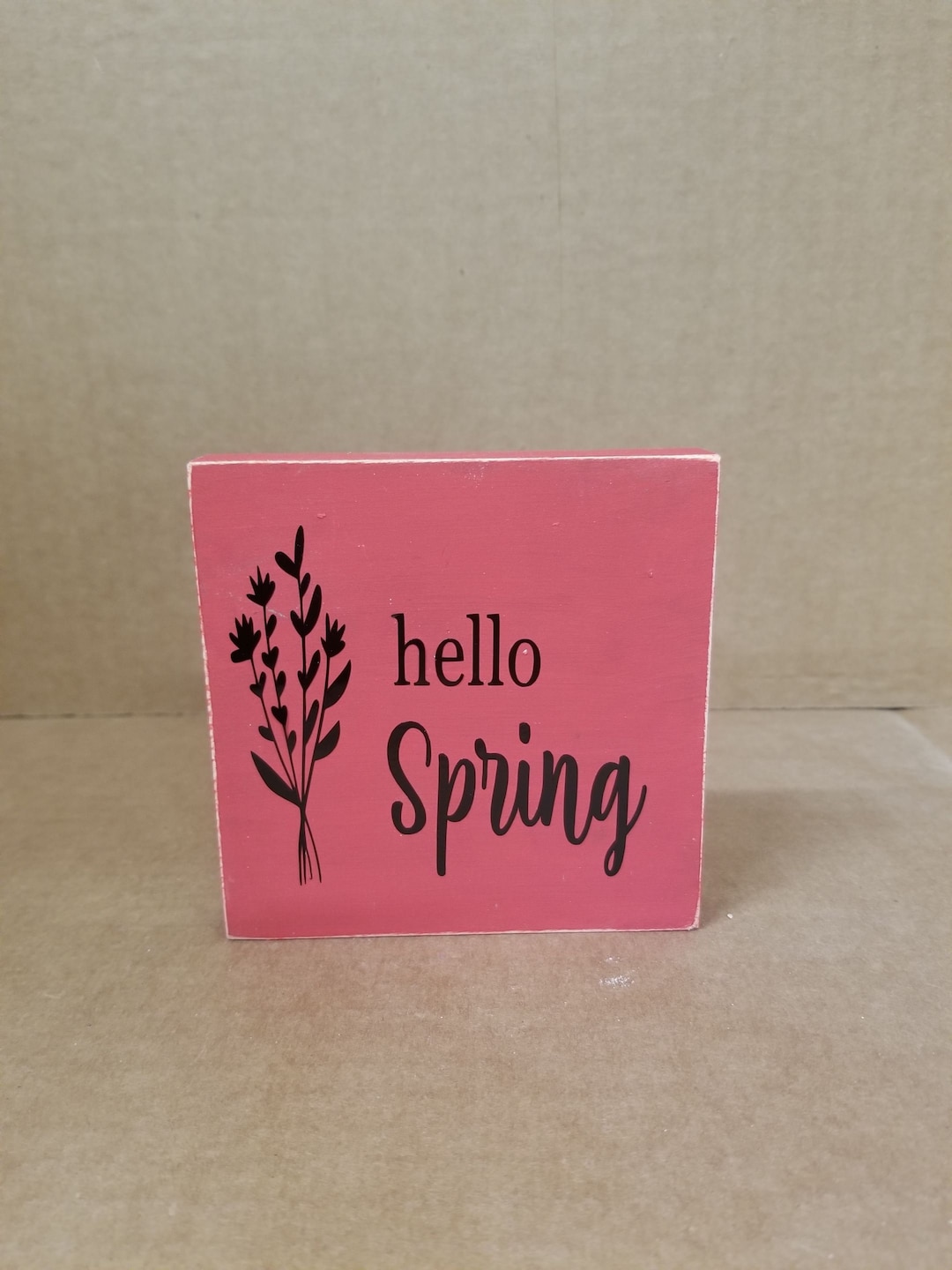 Hello Spring Wooden Sign Red Sign Spring Sign Line Art Flower Table ...