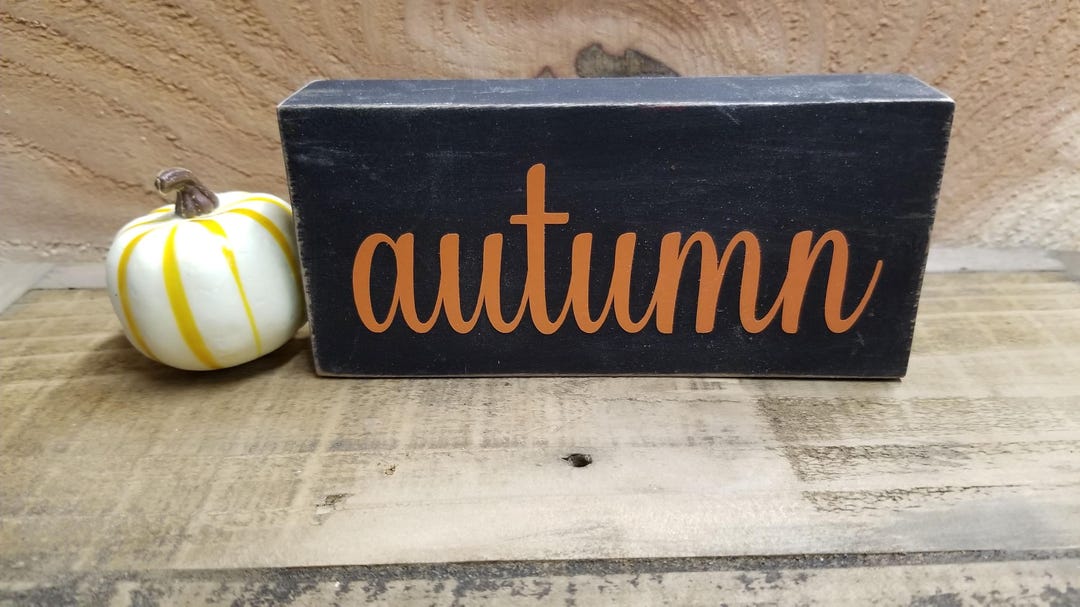 Autumn Wood Block Sign Fall Decoration Sign Shelf Sitter Sign Farmhouse ...