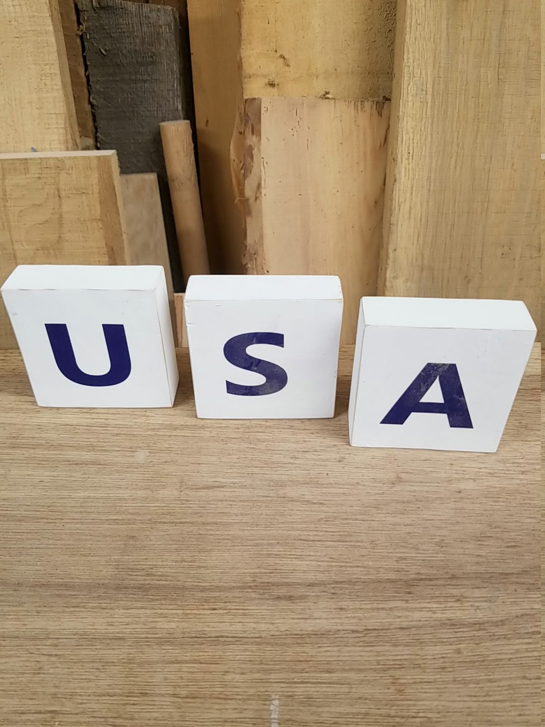 Primitive Wood Block Sign USA - Etsy