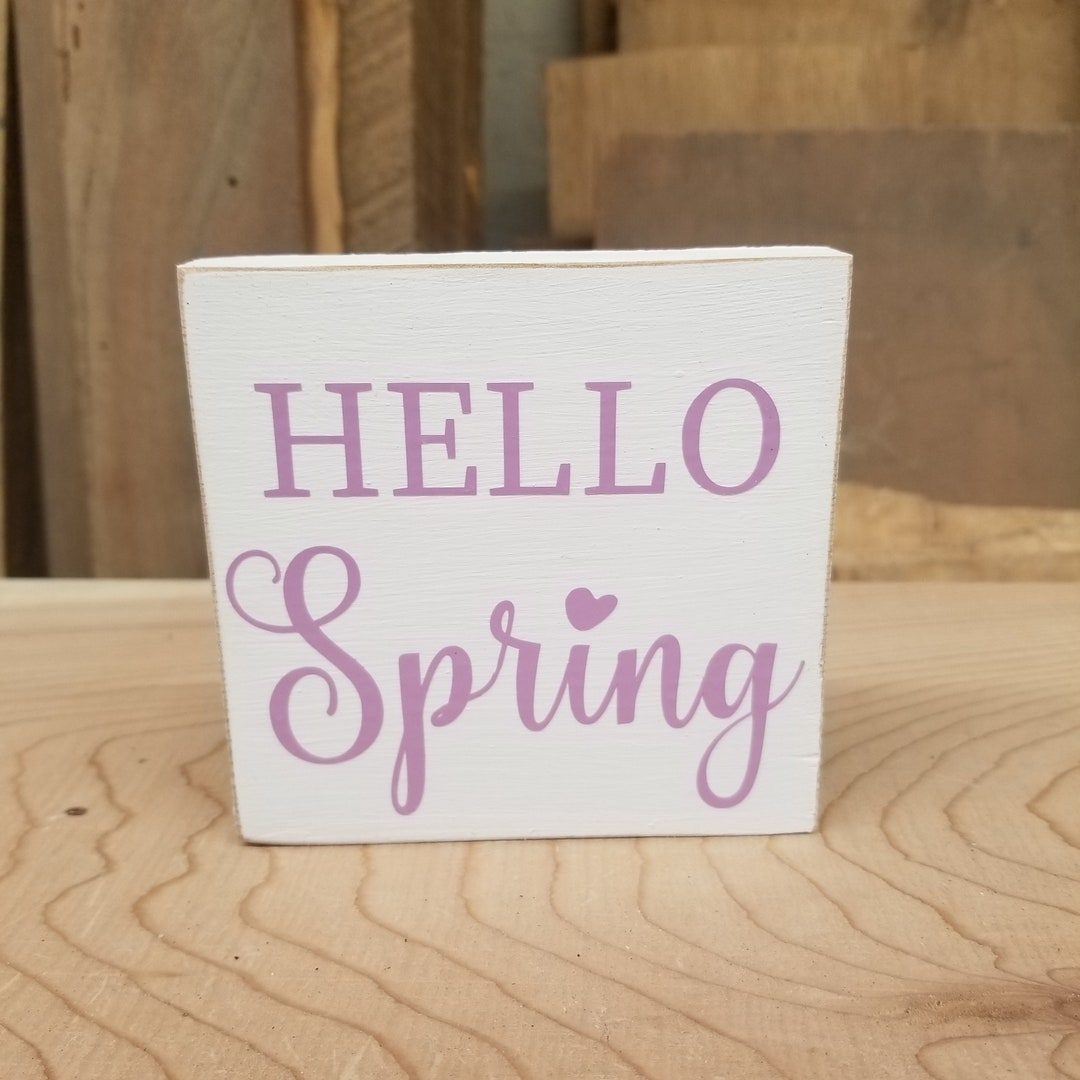 Hello Spring With a Heart Wood Spring Sign - Etsy