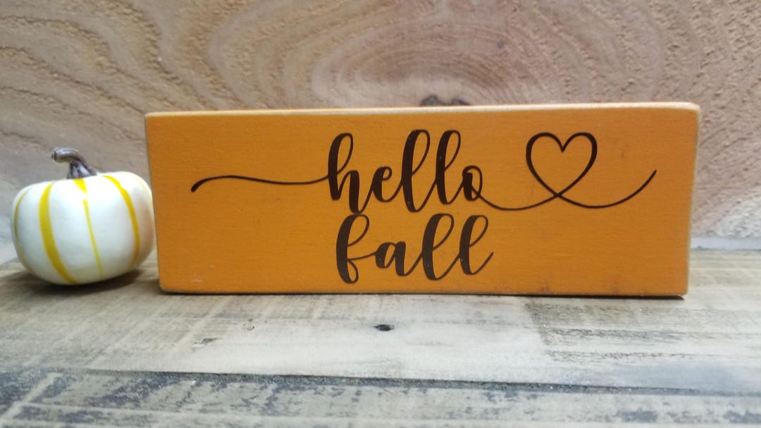 Hello Fall With Heart Wooden Sign - Etsy