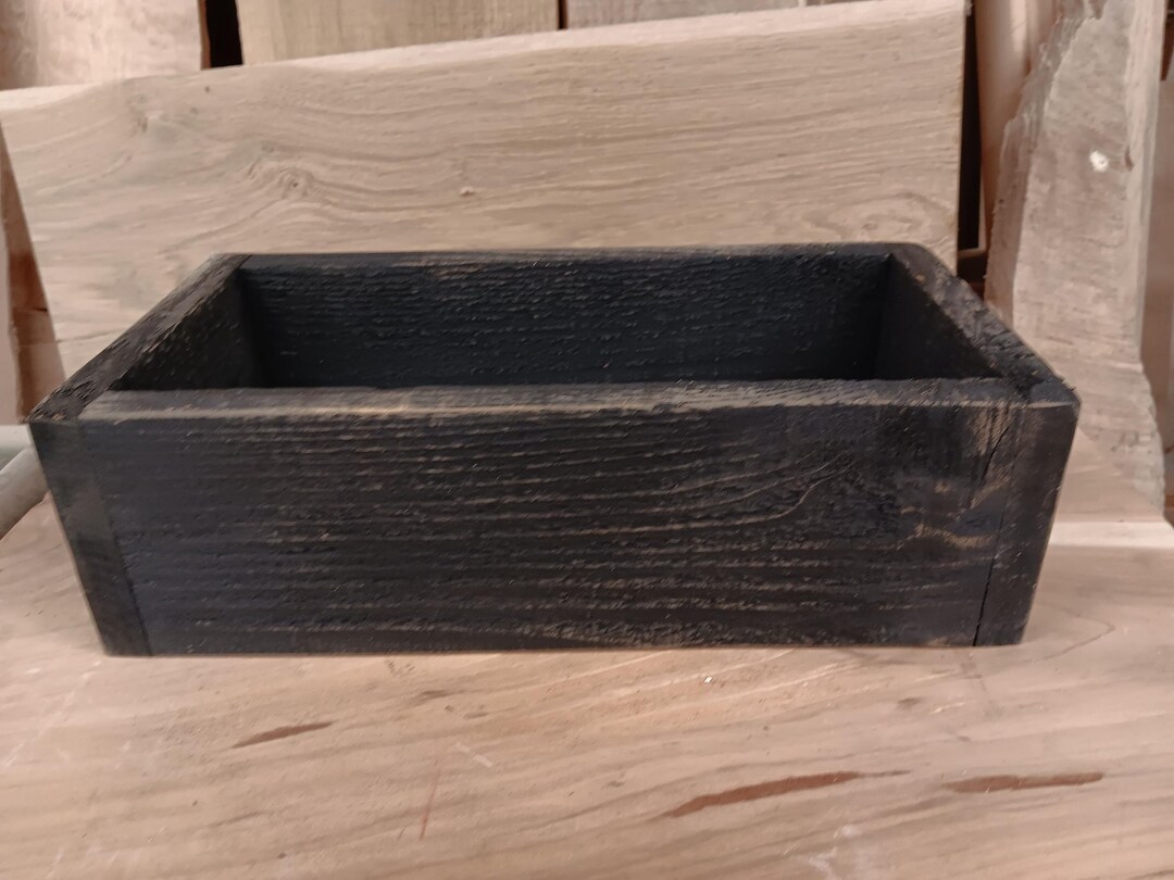 Wood Box Rustic Box Wooden Box Black Wood Box Display Box Farmhouse ...