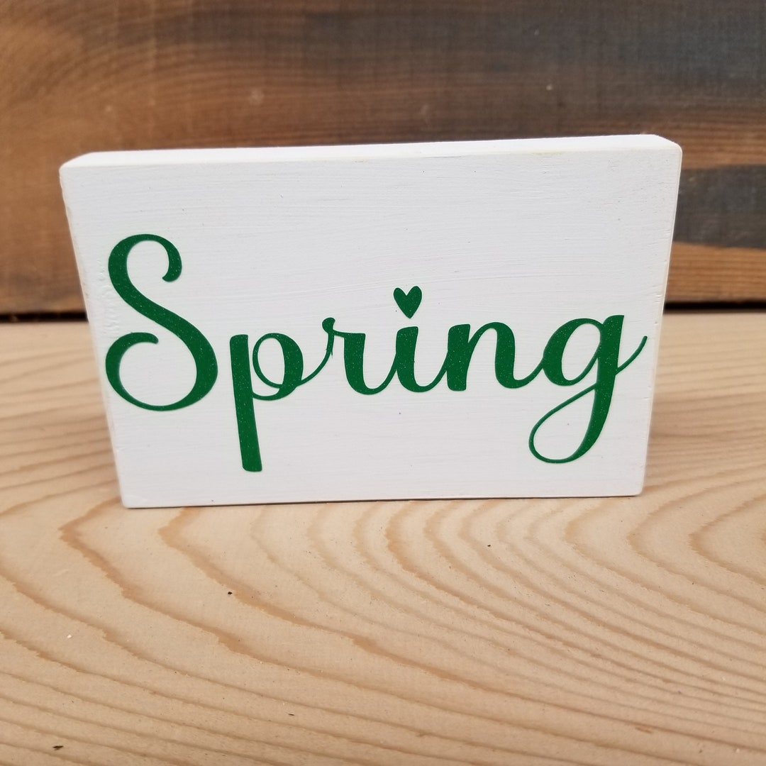 Spring Wood Sign Spring Decoration Spring Tier Tray Shelf Sitter Sign ...