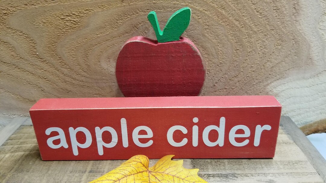 Apple Cider Wooden Sign Red Block White Lettering - Etsy