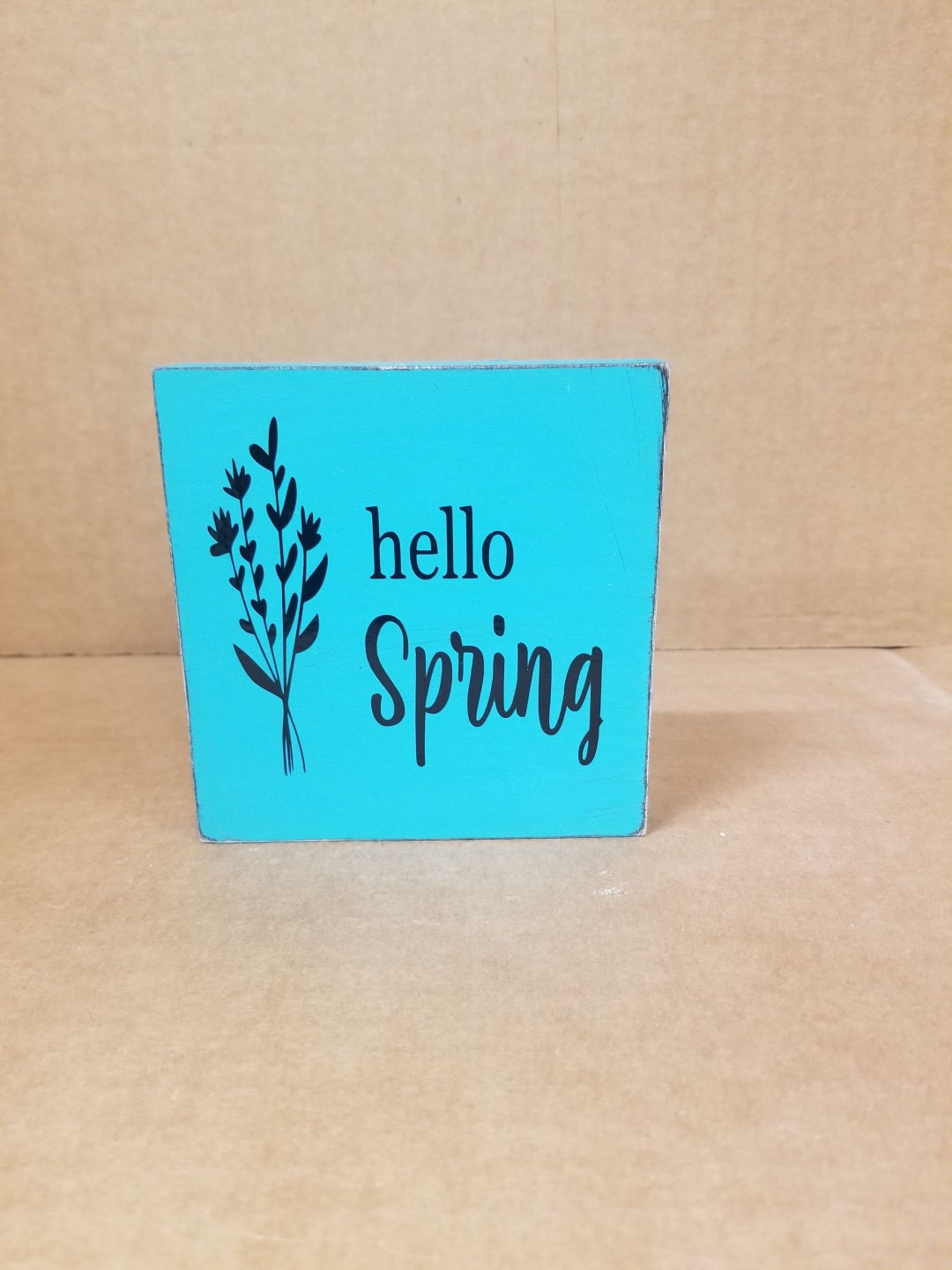 Hello Spring Wood Sign Spring Decoration Sign Line Art Flower Table ...