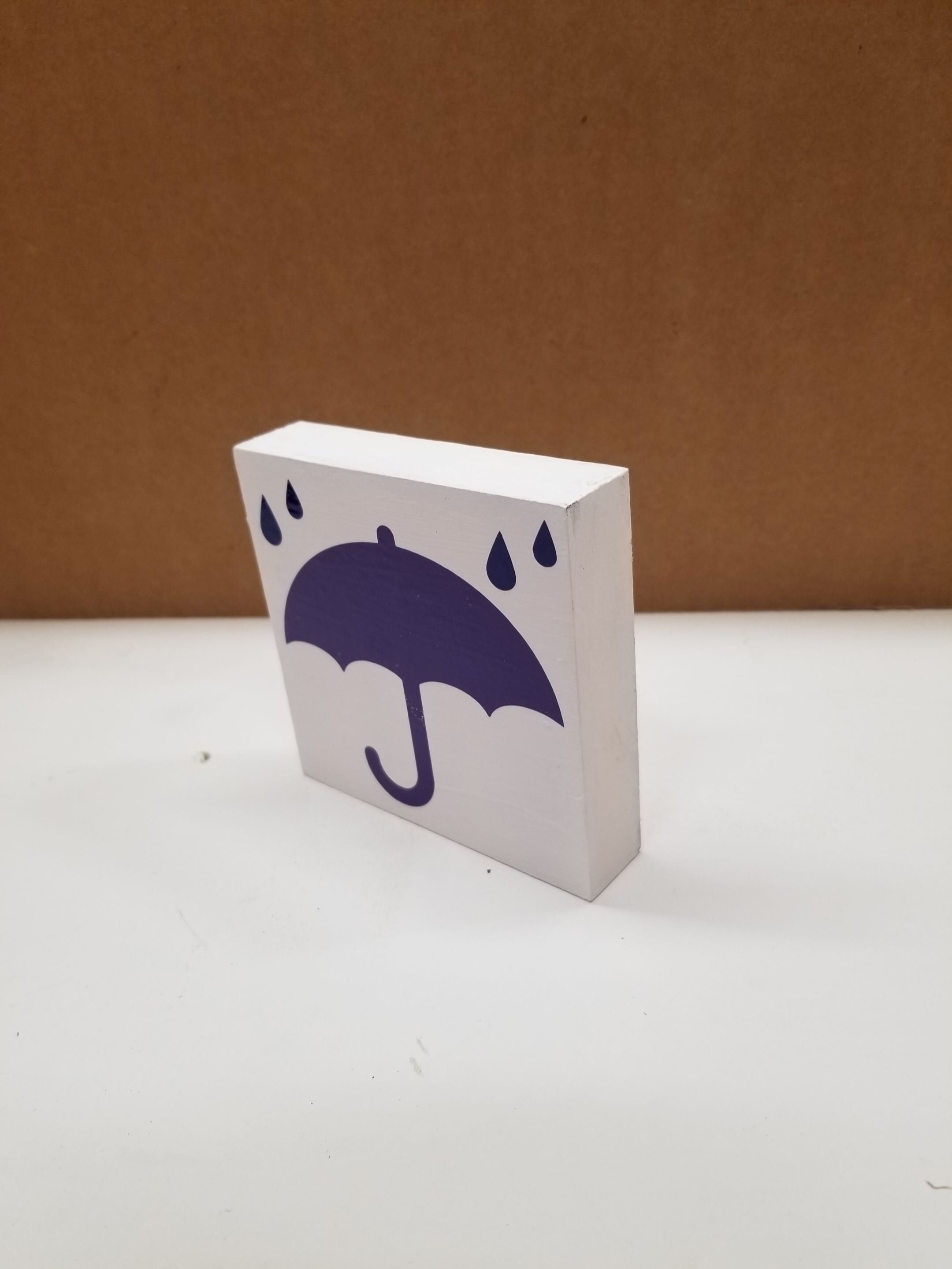 Spring Wood Sign Purple Umbrella and Rain Drops Sign Spring Decoration ...