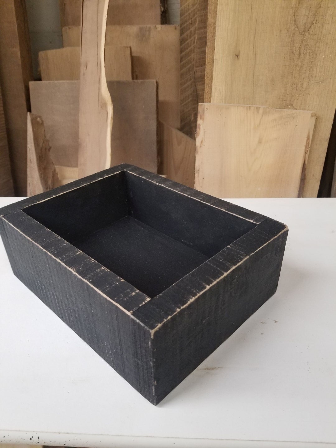 Wood Box Black Box Display Box Table Decoration Farmhouse Wood Box ...