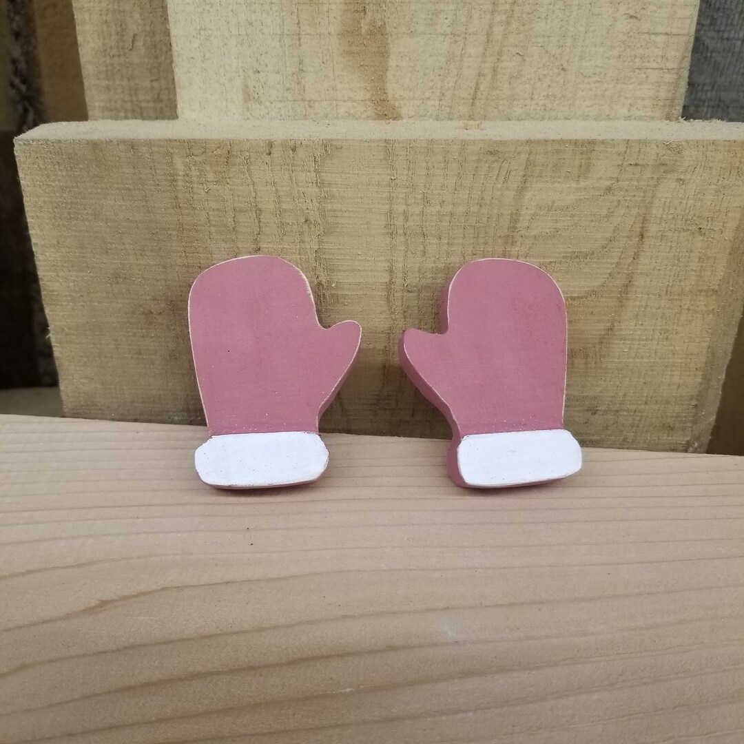 Pinkish Wood Mittens Winter Decoration Primitive Farmhouse - Etsy