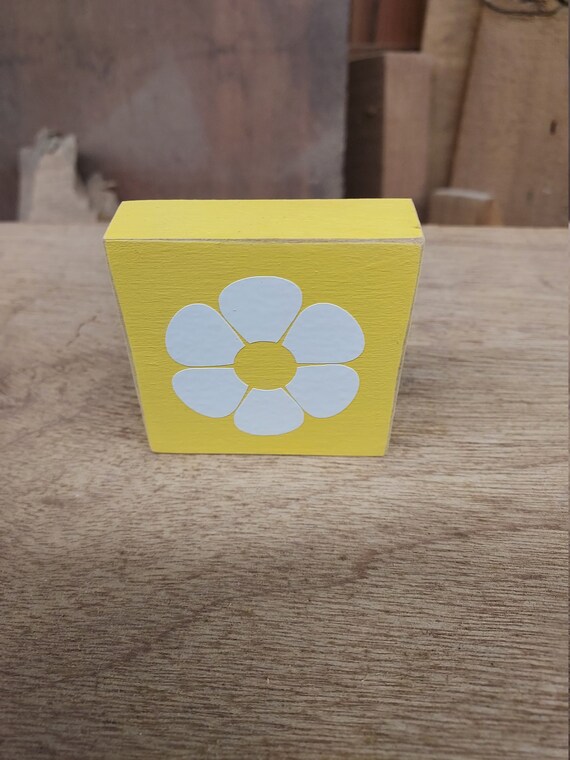 Farmhouse Wood Block Daisy - Etsy