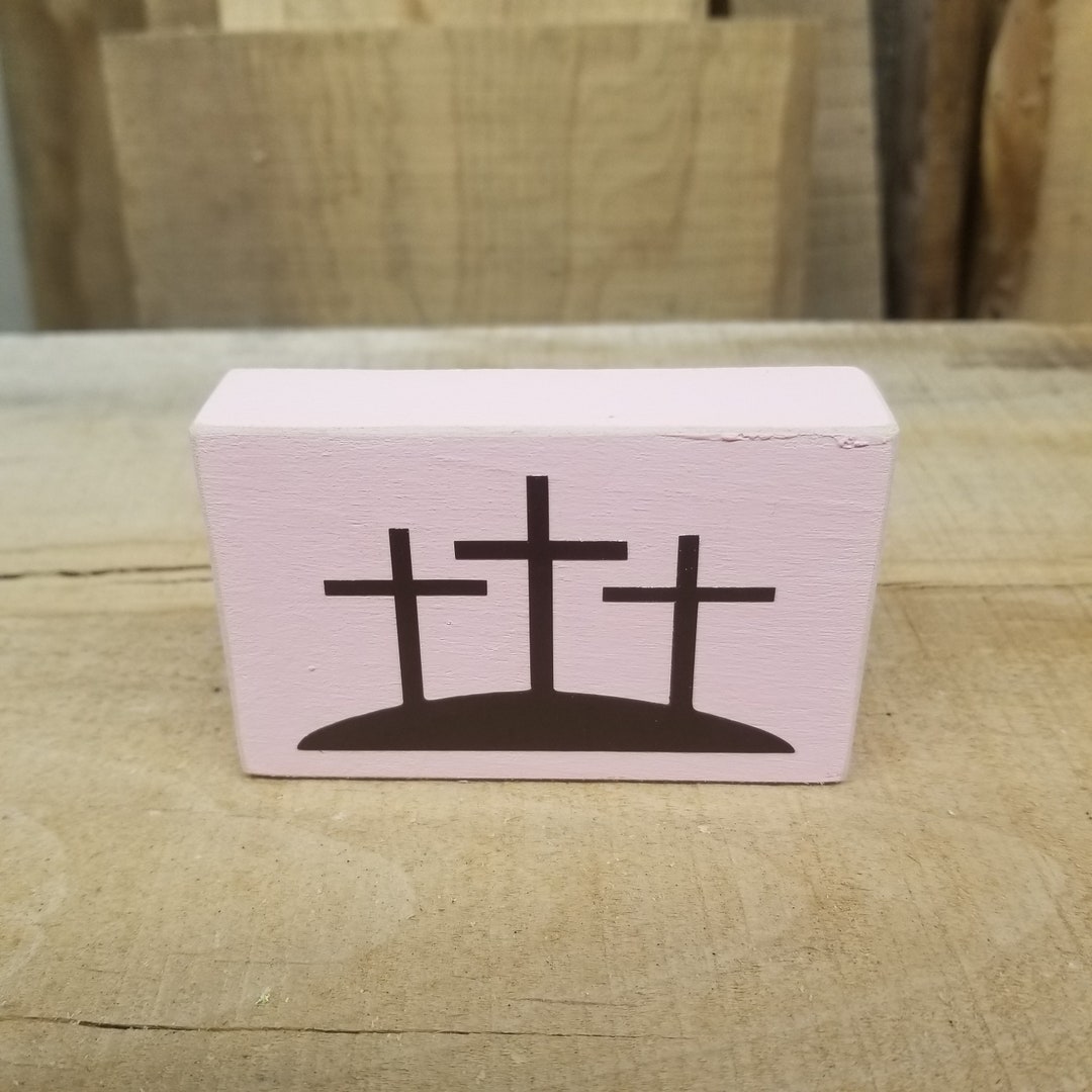 Easter Wood Block Sign Crosses Easter Decoration Easter Tier Tray Shelf ...