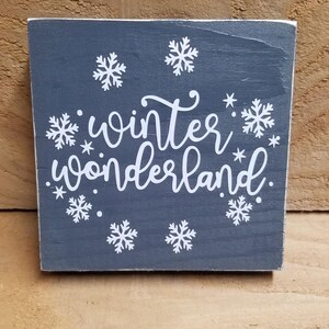 Winter Wonderland With Snowflakes Gray Wooden Winter Sign - Etsy