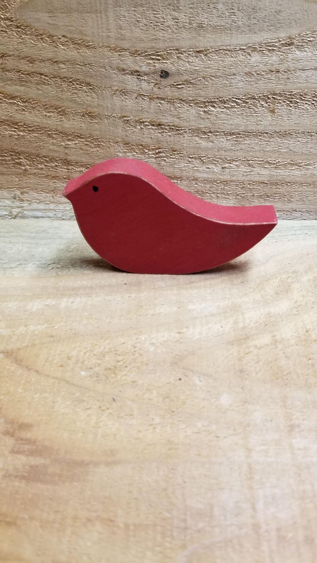 Red Wood Bird Decoration - Etsy