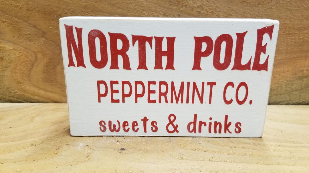 North Pole Peppermint Co Wood Sign Christmas Sign - Etsy