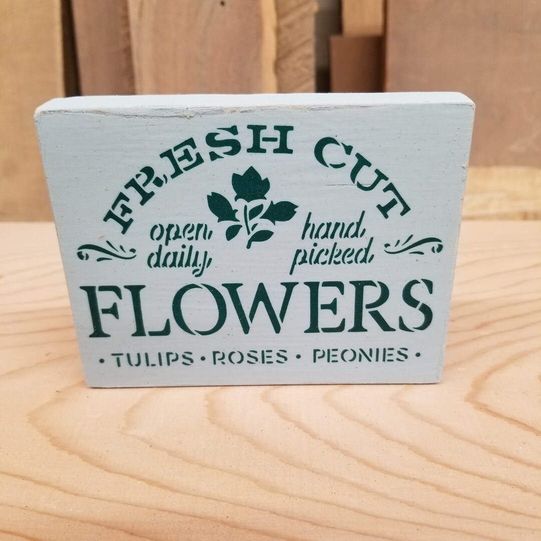 Fresh Cut Flowers Wood Spring Sign Primitive Country Farmhouse Gift for ...