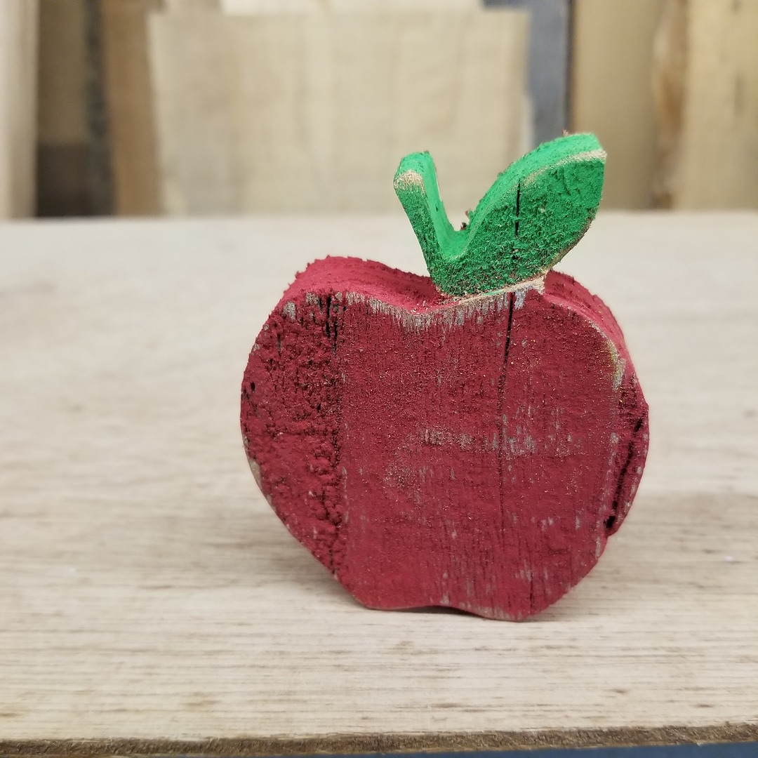 Wood Apple Barnwood Apple Red Apple Decoration Fall Tier Tray Shelf ...