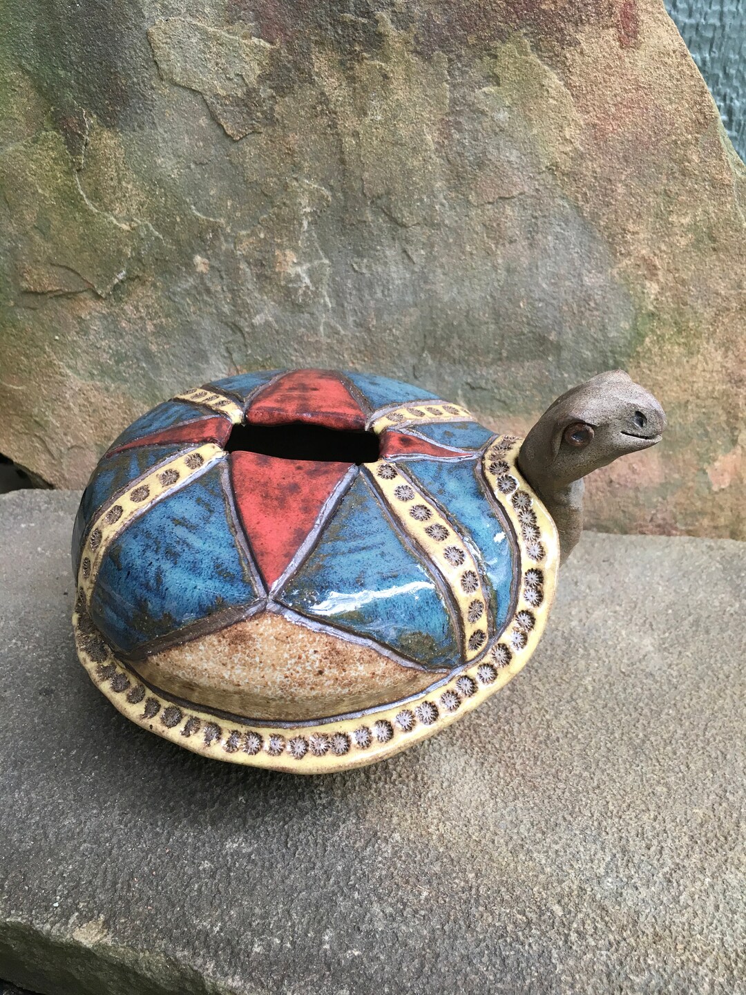 Stoneware Turtle Bank - Etsy