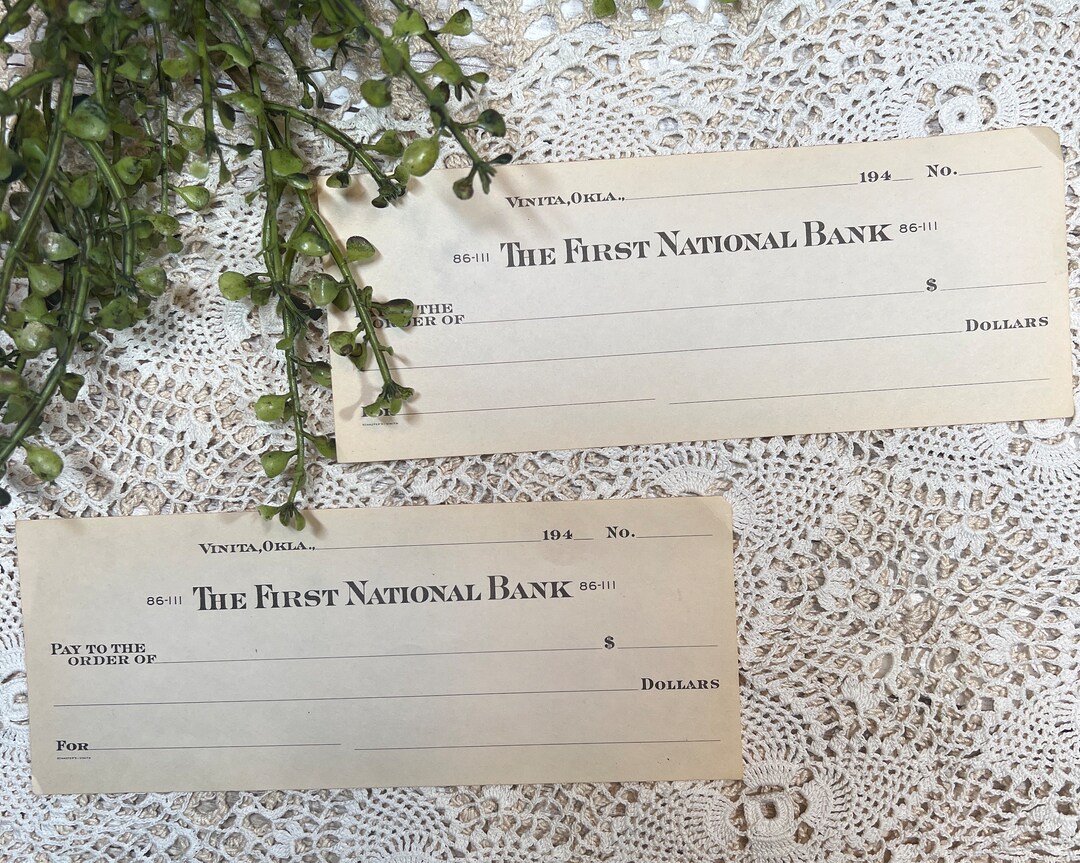 Vintage 1940s & 50s First National Bank Checks Set of 10 - Etsy