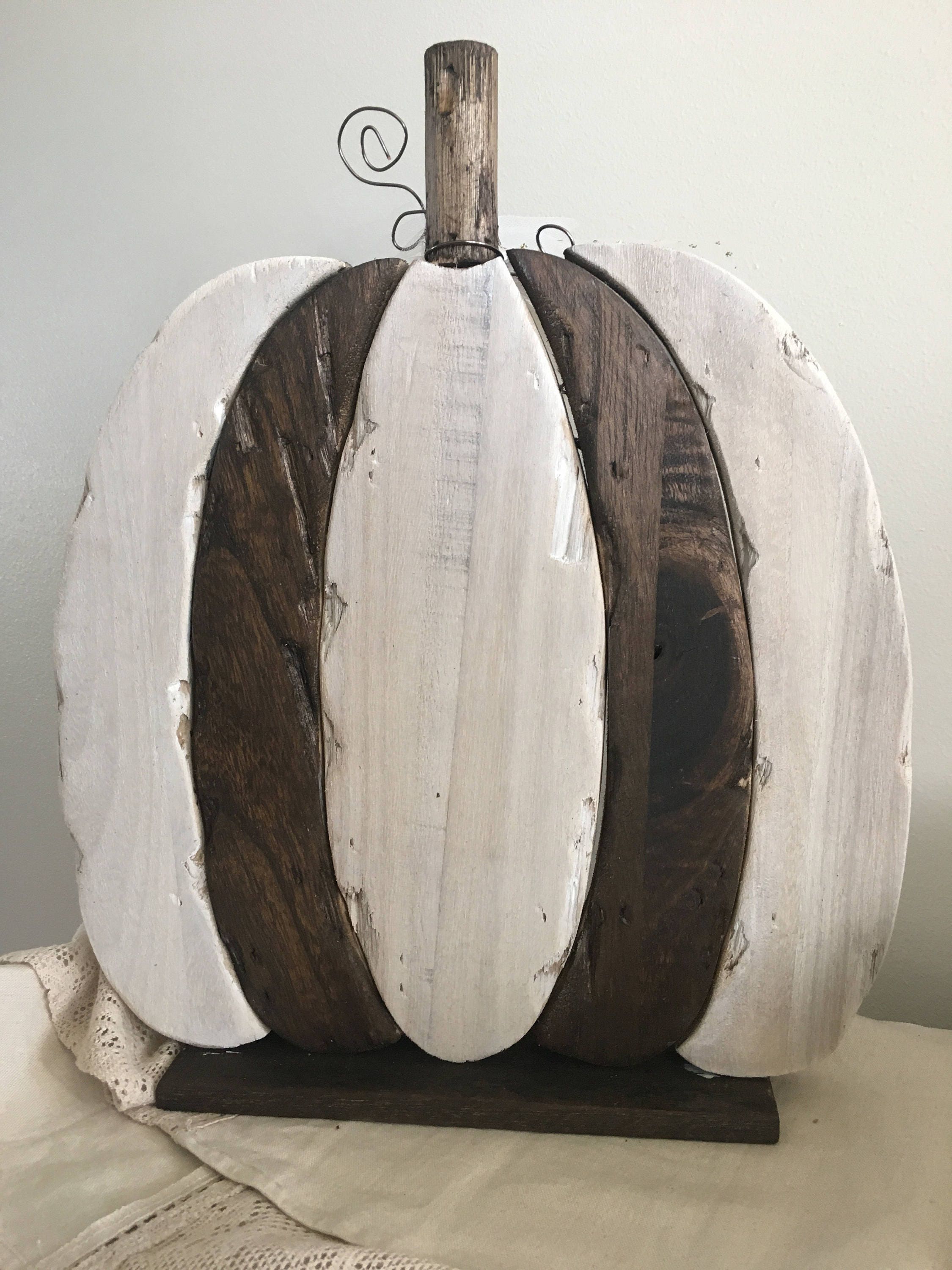Farmhouse Style Hand Painted Wooden Pumpkin - Etsy