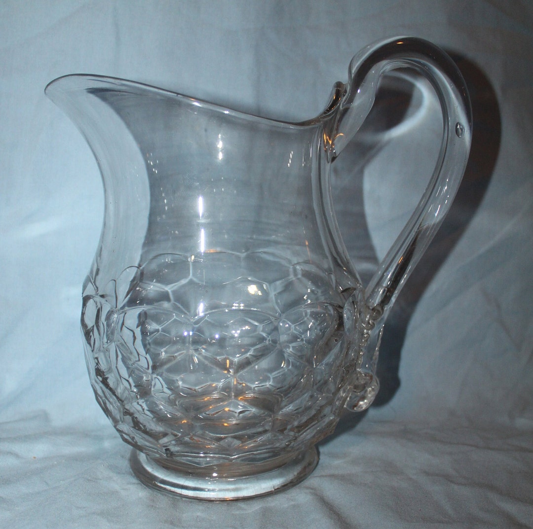 Vintage Cut Crystal Pitcher With Blown Applied Handle - Etsy