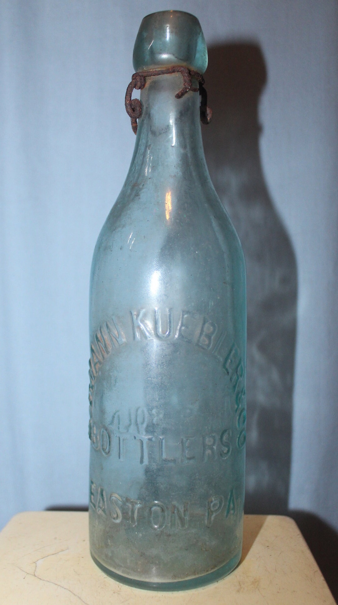 Antique Blue Tinted Aqua Blob Top Glass Bormann Kuebler & Co Bottlers ...