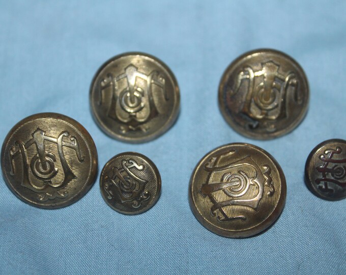 6 Antique Embossed 2 Part Brass Buttons. Jacob Reeds Sons & N ...