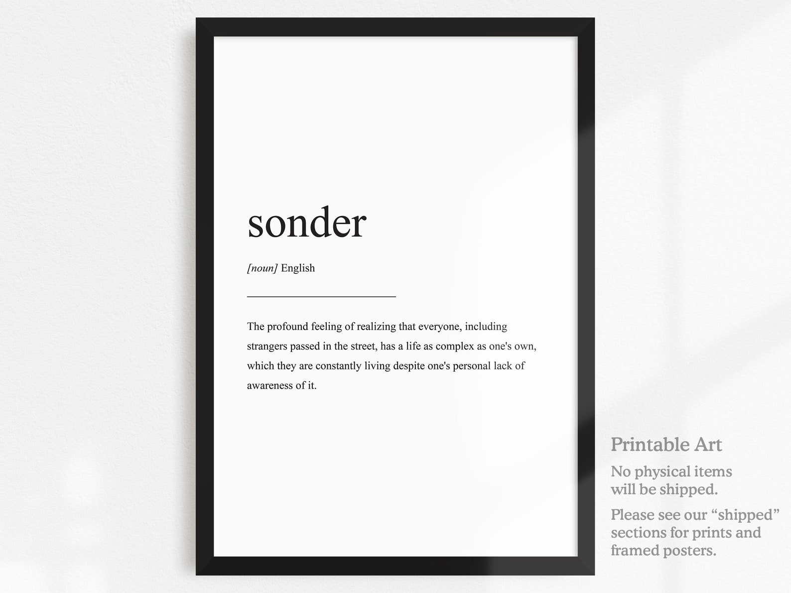 Sonder definition definition print word art printable art | Etsy