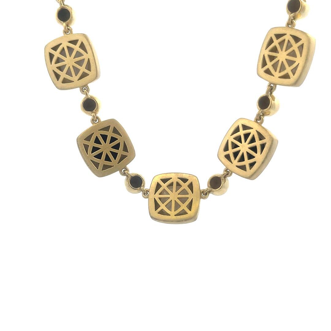 Elizabeth Rand 18k Gold Necklace Onyx Agate Square Pyramid Style - Etsy