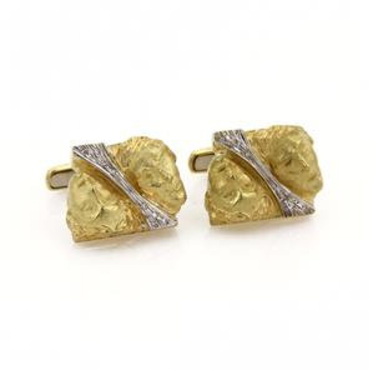 Vintage Diamond 18k Two Tone Gold Double Face Stud Cufflinks - Etsy