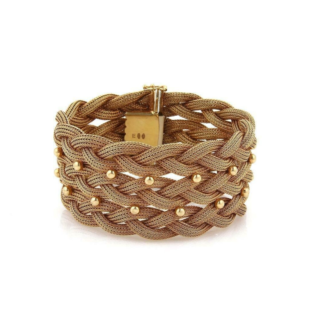 Vintage 18k Rose Gold 3 Row Wide Braided Mesh Bracelet - Etsy