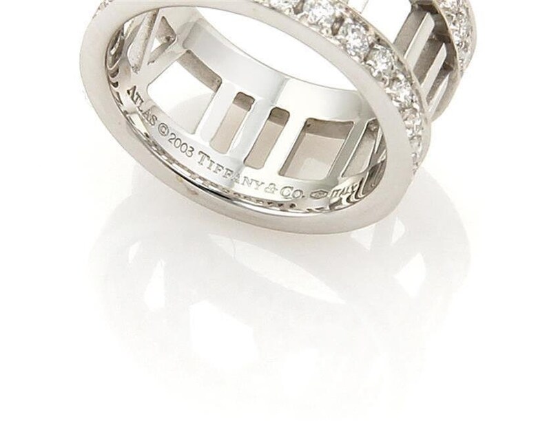 Tiffany & Co. Atlas Diamond 18k White Gold Roman Numeral Open Style Ring - Etsy