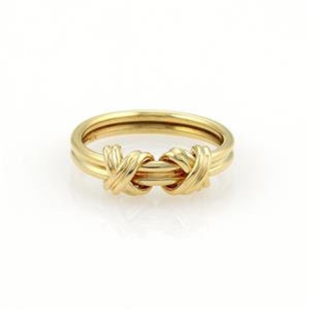 Tiffany & Co. Double X Ring in 18k Yellow Gold Grooved Band - Etsy