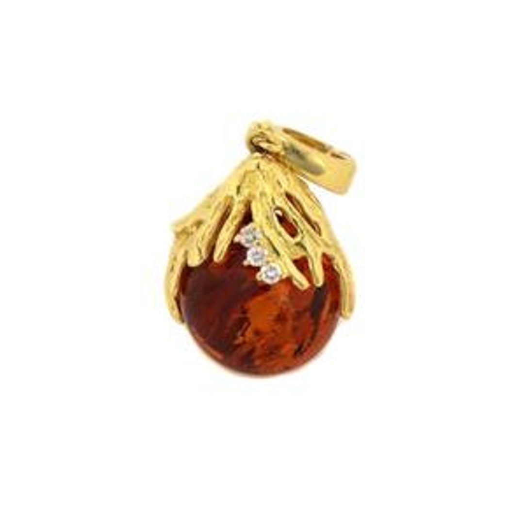 Diamond Amber Egg Pendant Diamond in 18k Yellow Gold - Etsy