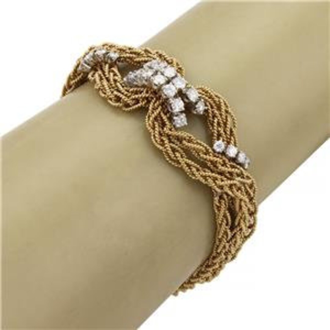 Vintage 2ct Diamond 18k Gold Infinity Knot 4 Strand Chain Bracelet - Etsy