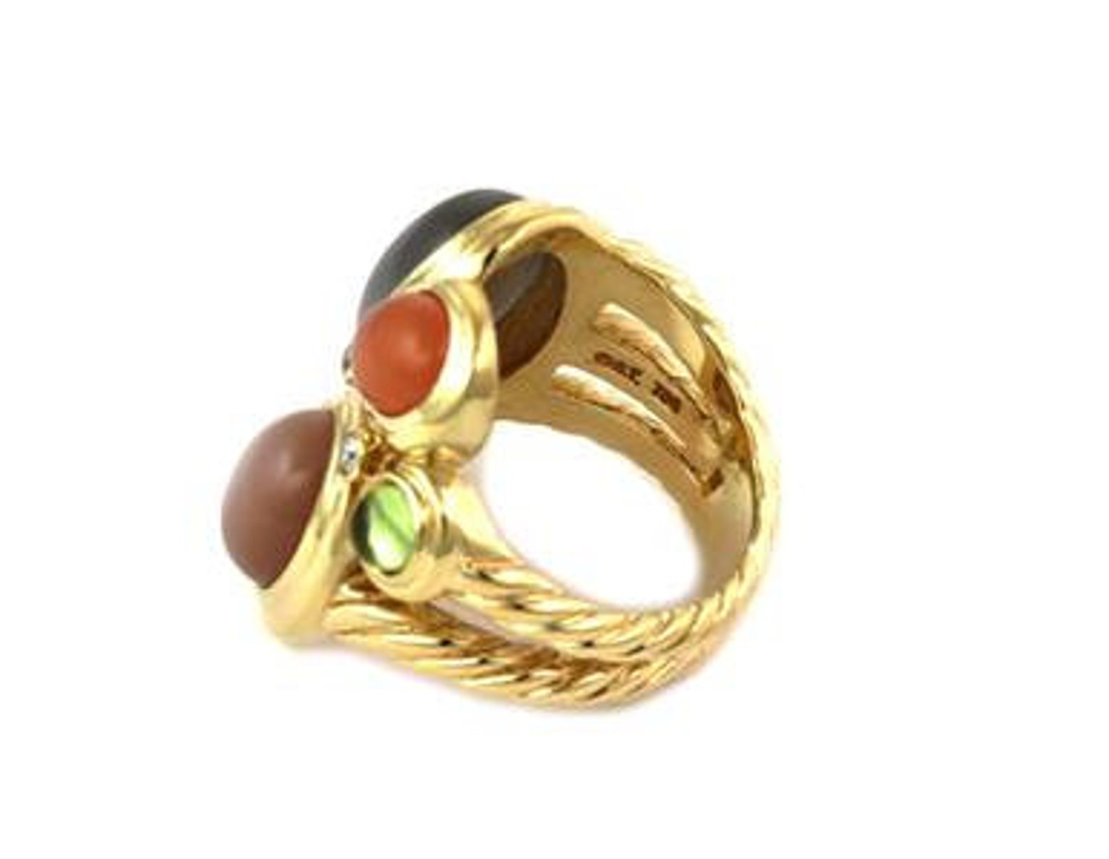 David Yurman Diamond & Gems Multi-stone 18k Gold Cocktail Ring - Etsy