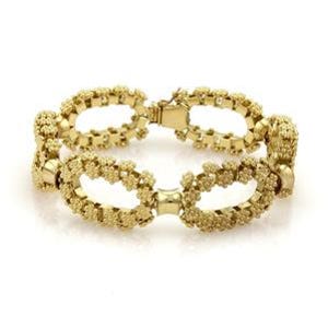 Gorgeous 18k Yellow Gold Oval Rosette Link Chain Bracelet - Etsy