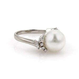 Mikimoto Diamond 10mm Akoya Pearl Platinum Cocktail Ring Size - 4.75 - Etsy