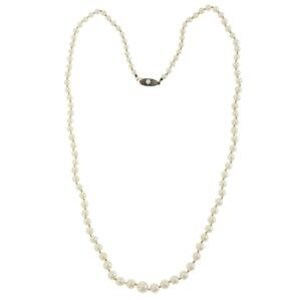 Mikimoto Pearls Sterling Graduated Silver Clasp Single Strand Necklace ...