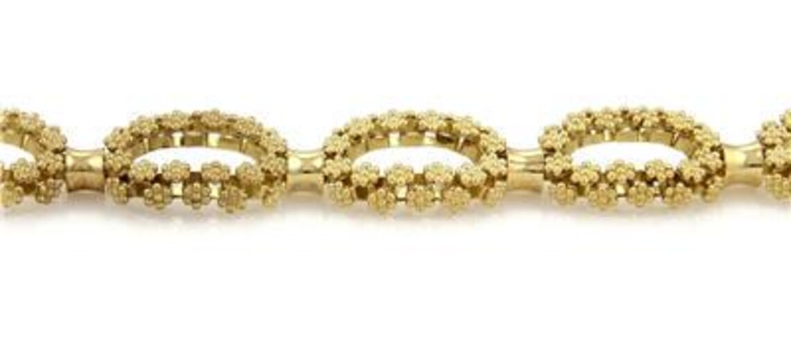 Gorgeous 18k Yellow Gold Oval Rosette Link Chain Bracelet - Etsy