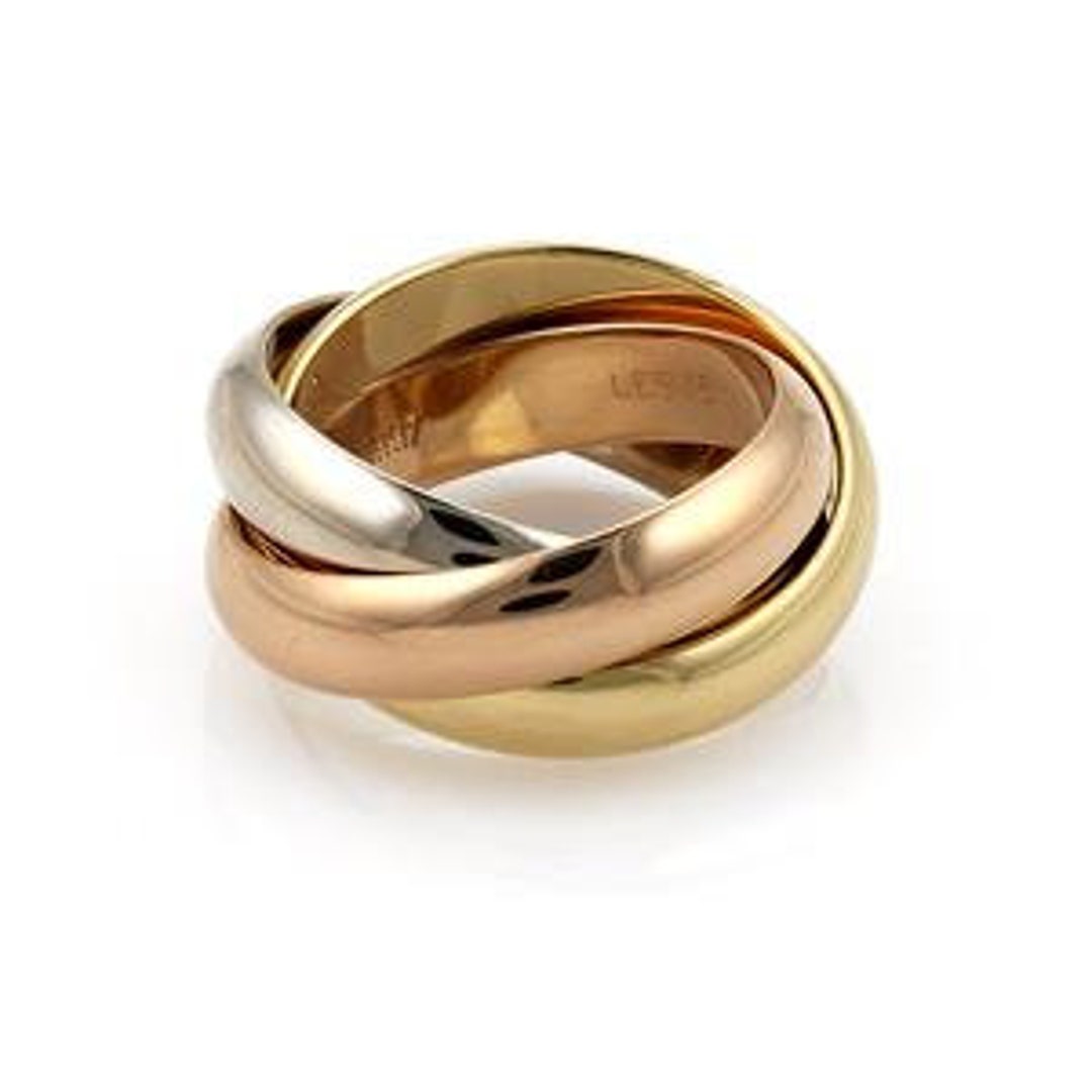 Cartier Trinity 18k Tricolor Gold 4.5mm Rolling Band Ring Size EU 48-US ...