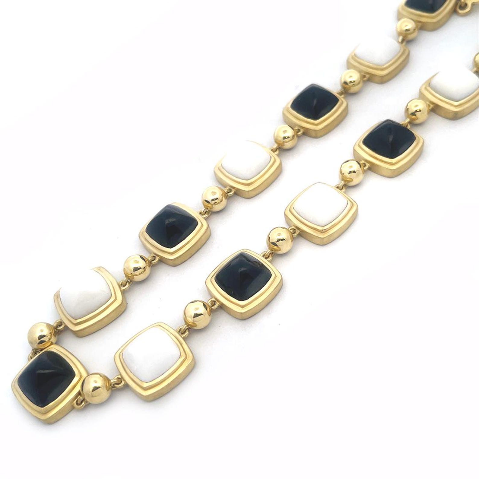 Elizabeth Rand 18k Gold Necklace Onyx Agate Square Pyramid Style - Etsy