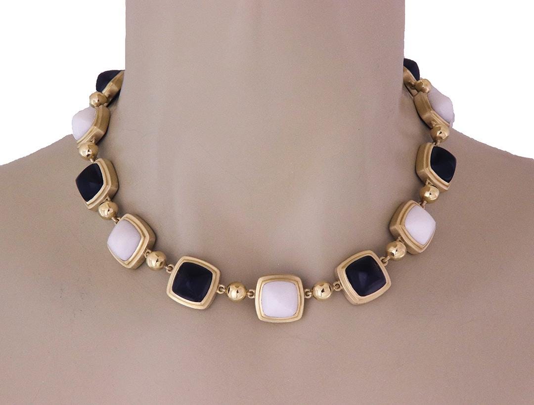 Elizabeth Rand 18k Gold Necklace Onyx Agate Square Pyramid Style - Etsy