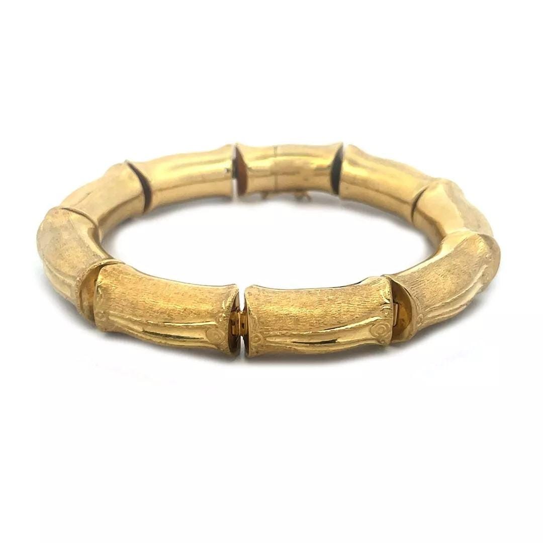 Ruth Satsky Gold Bracelet 18k Yellow Bamboo Link Style Vintage - Etsy