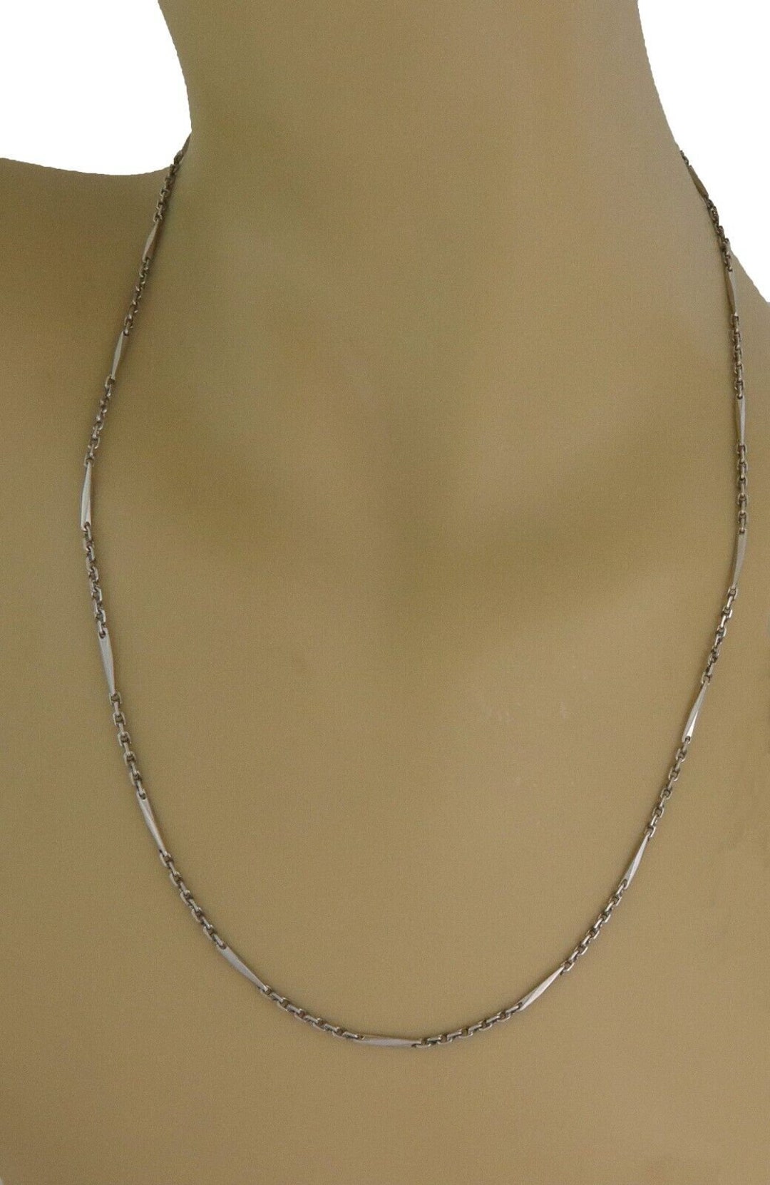 Vintage Platinum Oval Bone Link Chain 21 Long - Etsy