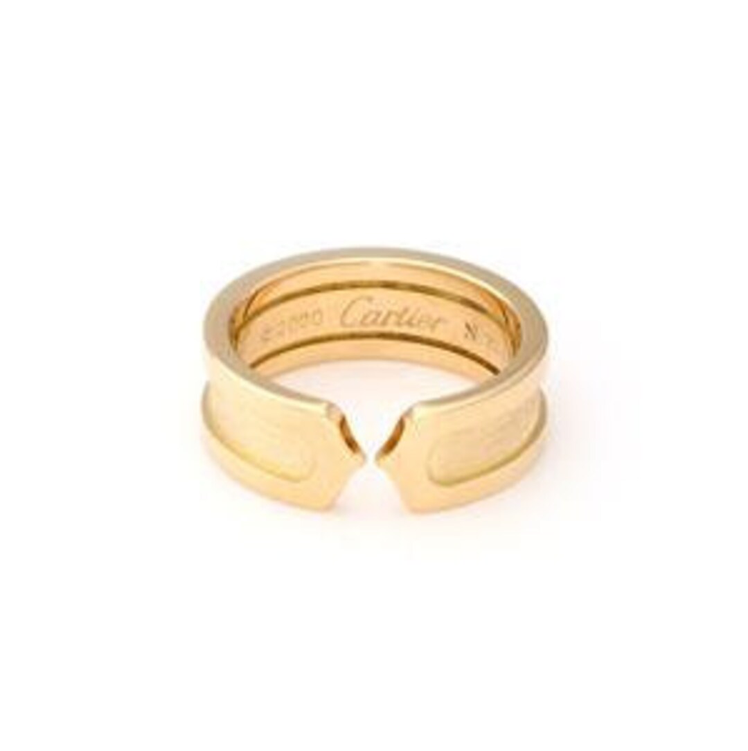 Cartier Double C 18k Ygold 6.5mm Cuff Band Ring Size 50-US 5.5 W/cert ...