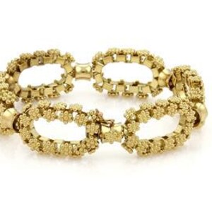 Gorgeous 18k Yellow Gold Oval Rosette Link Chain Bracelet - Etsy