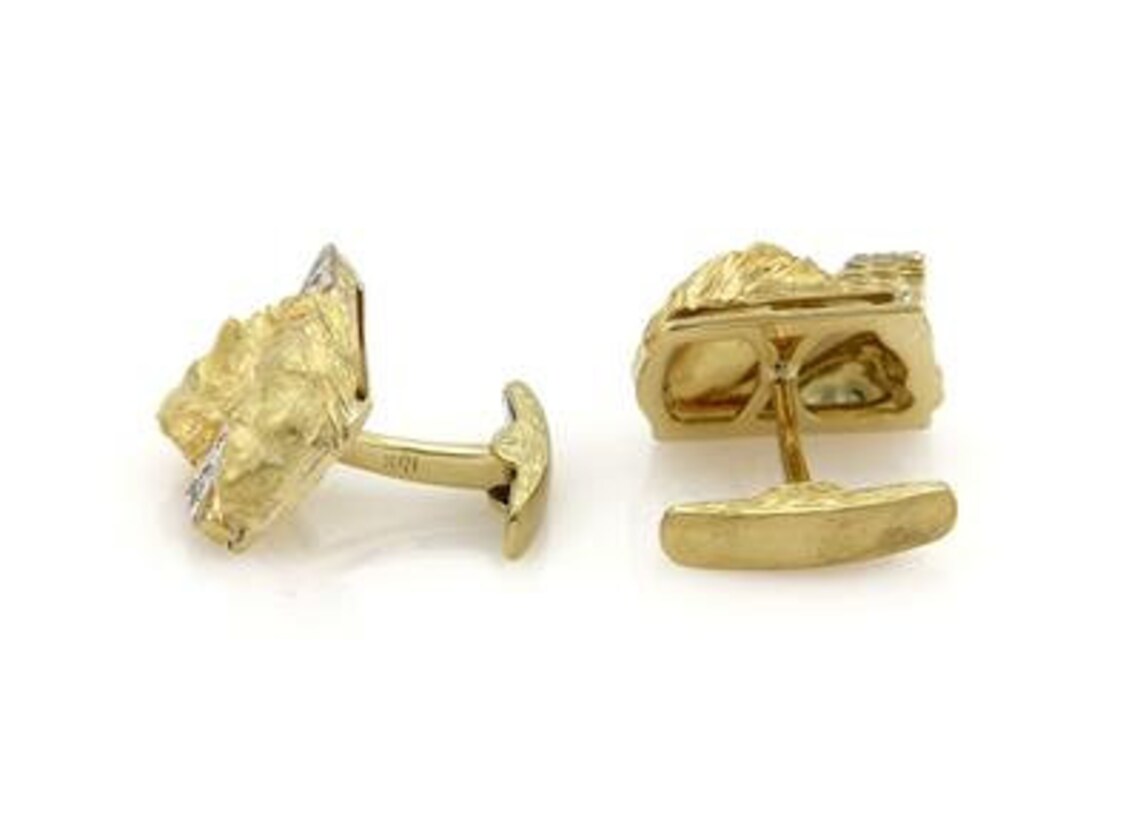 Vintage Diamond 18k Two Tone Gold Double Face Stud Cufflinks - Etsy