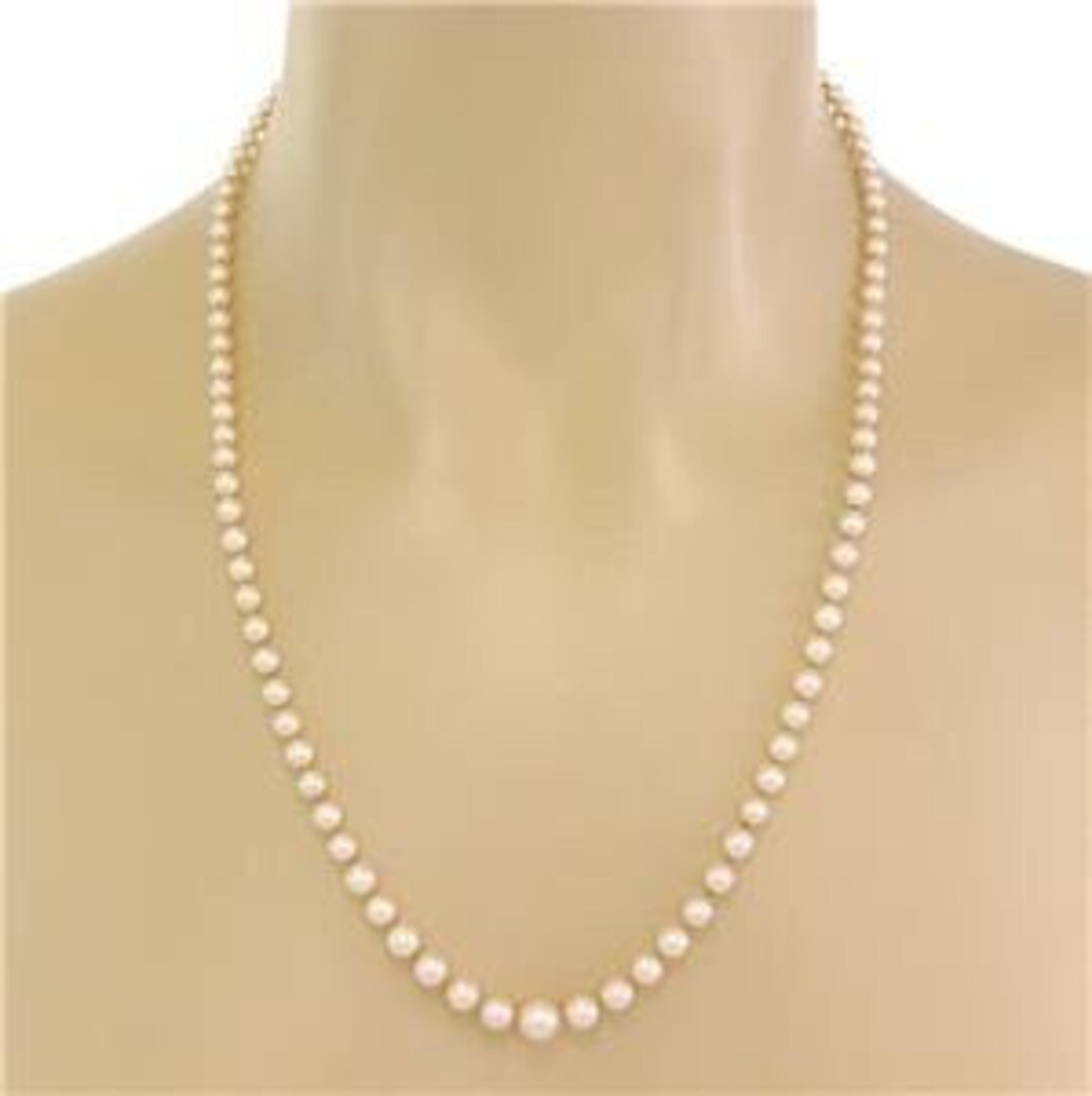 Mikimoto Pearls Sterling Graduated Silver Clasp Single Strand Necklace ...