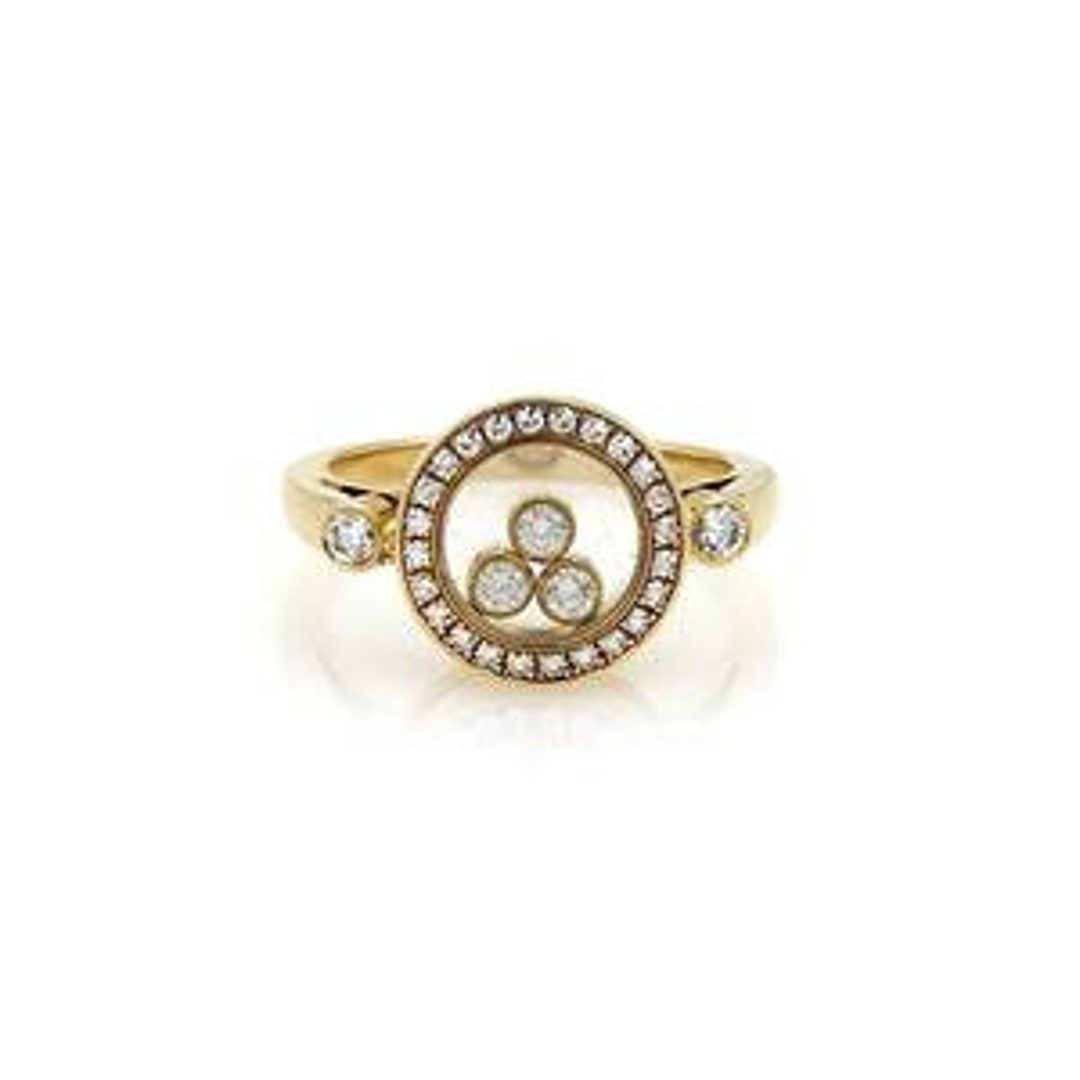 Chopard Happy Diamond 18k Yellow Gold Round Bezel 3 Floating Diamond ...
