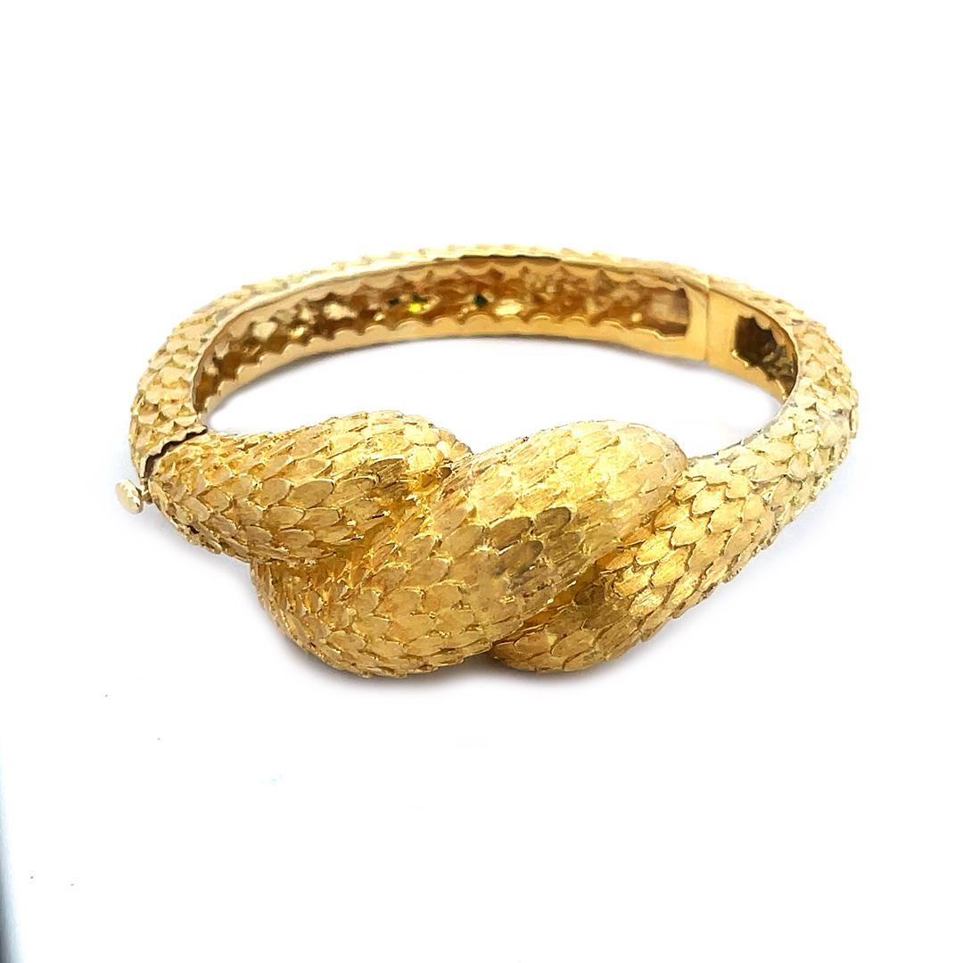 Gold 18k Snake Scale Bangle Yellow Hinged 3 Row Style - Etsy